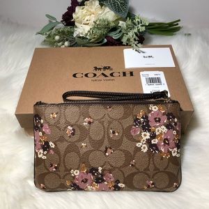 Coach | Bags | Coach Signature Large Wristlet Floral Flocking | Poshmark